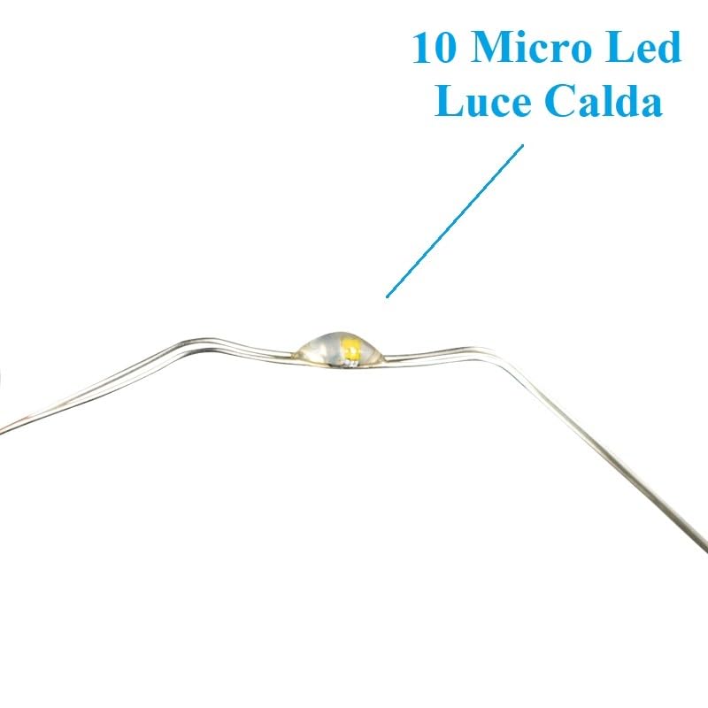 Lampada a cilindro in vetro con 10 microled Mis. 8x15 cm