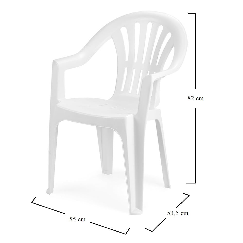 Sedia di plastica bianca con braccioli da giardino