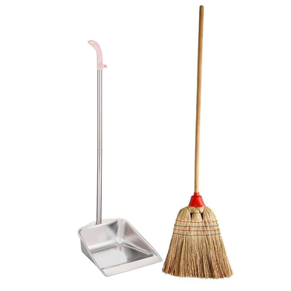 Kit Paletta in metallo con Scopa saggina da 140 cm a 4 fili