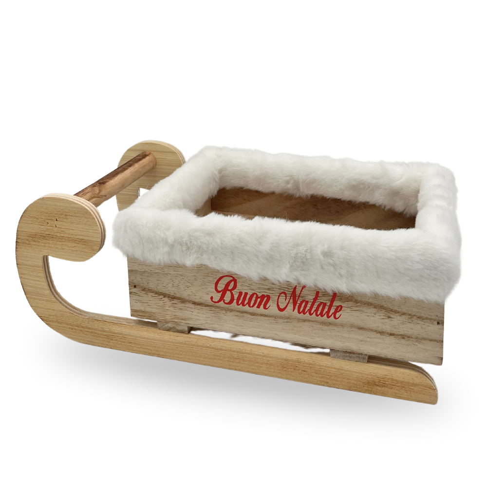 Slitta di Natale portaoggetti in legno