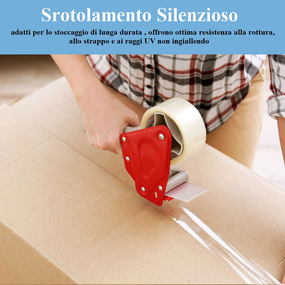 Nastro adesivo trasparente per imballaggio da 5mm per 66 metri