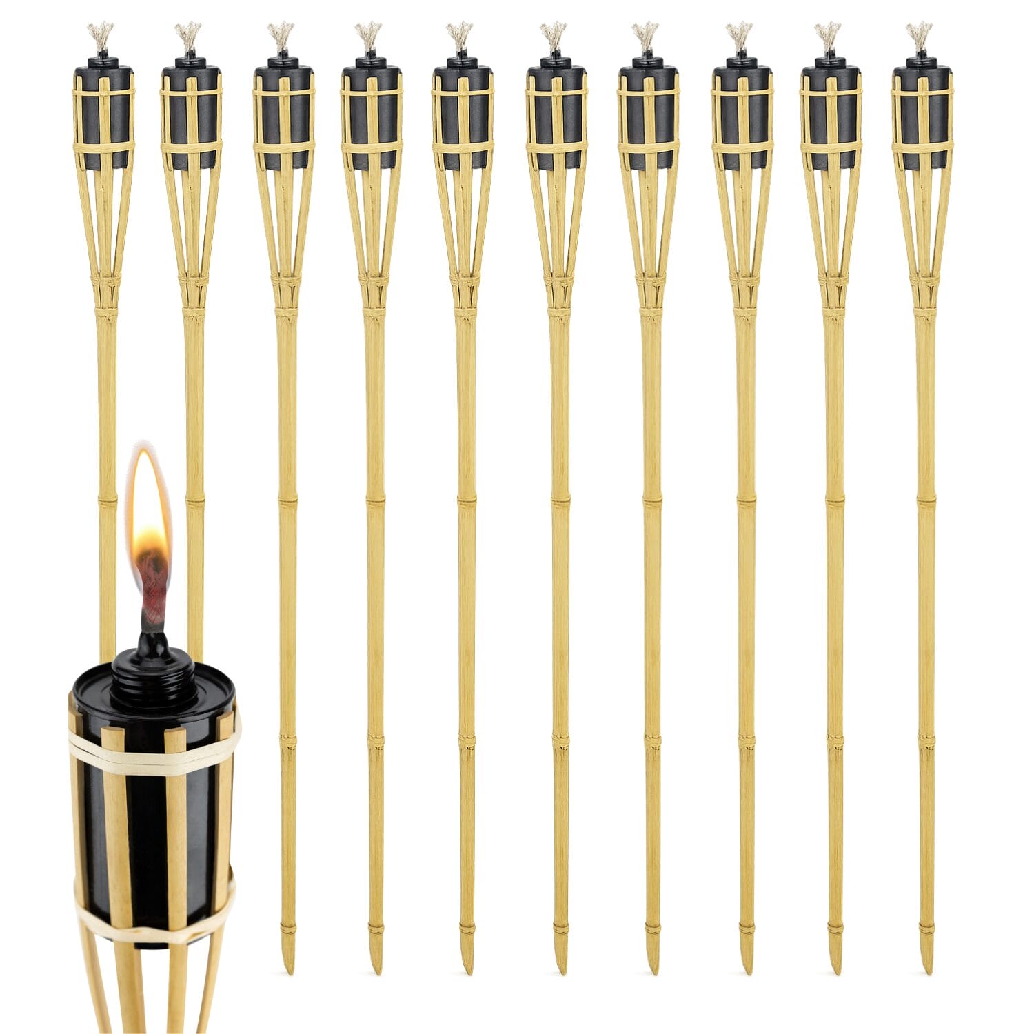 Fiaccole Bamboo ad olio con stoppino da giardino | Paluplus