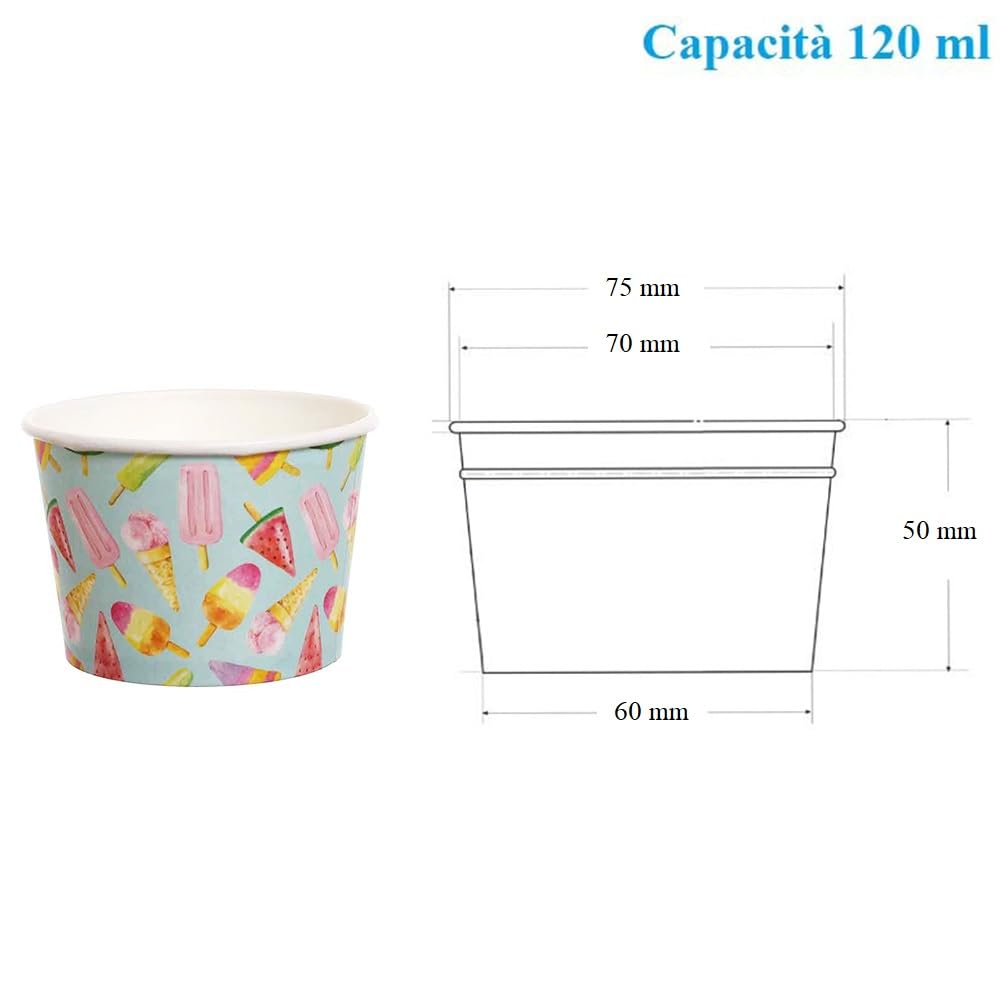 Coppette gelato carta biodegradabile 120 ml