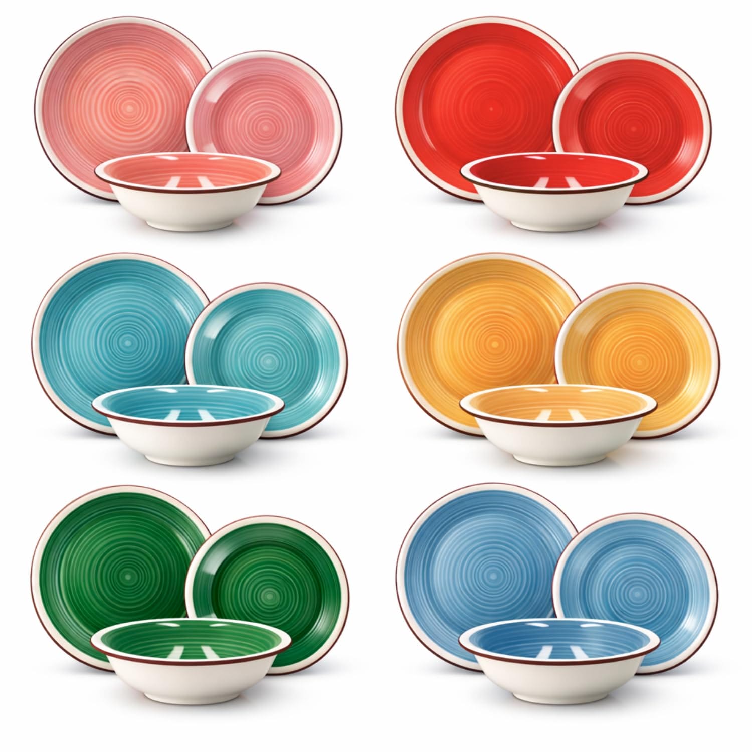 Set 18 Piatti in Ceramica Multicolor per 6 Persone | Paluplus